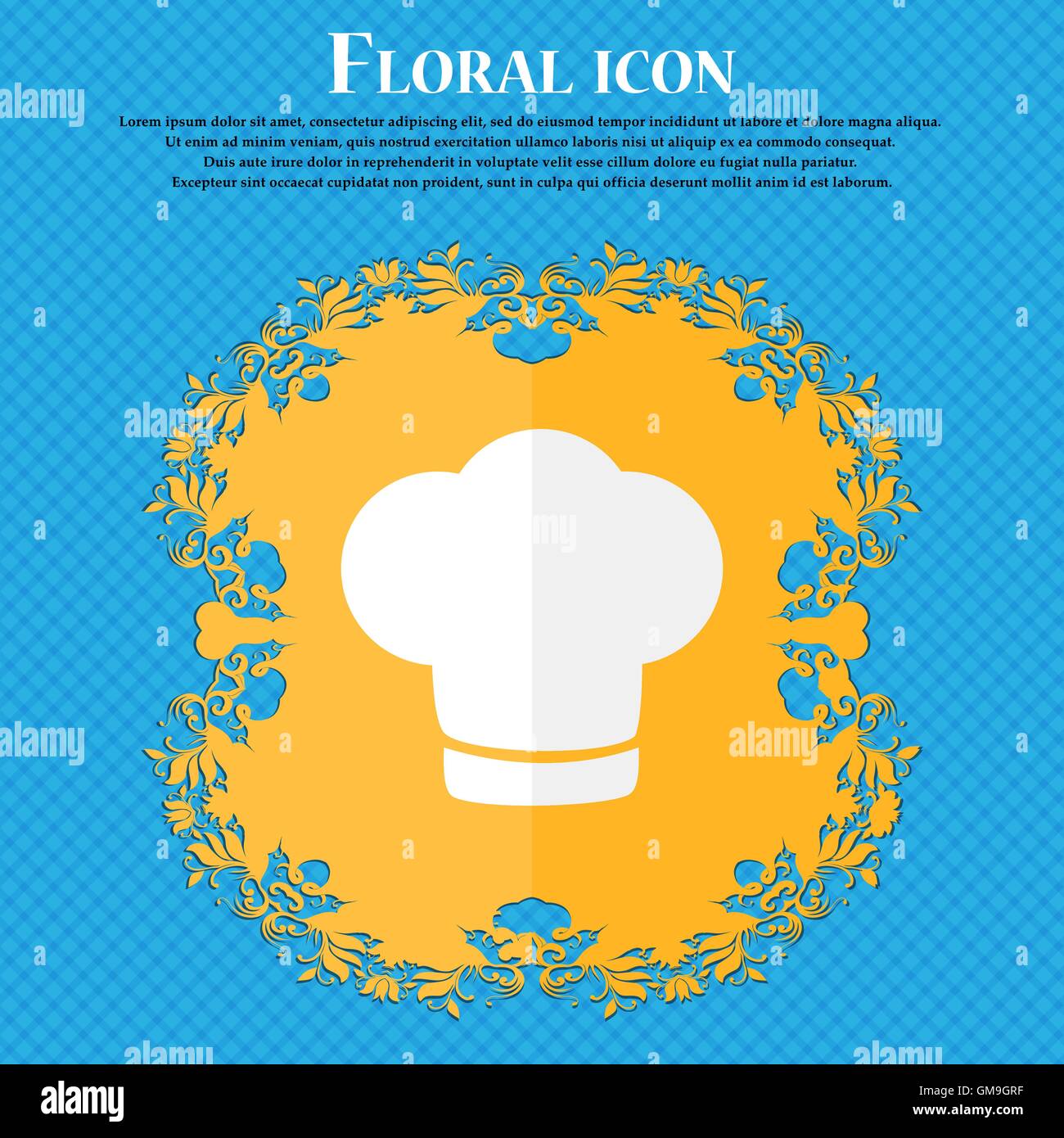 Chef hat sign icon. Cooking symbol. Cooks hat. Floral flat design on a ...