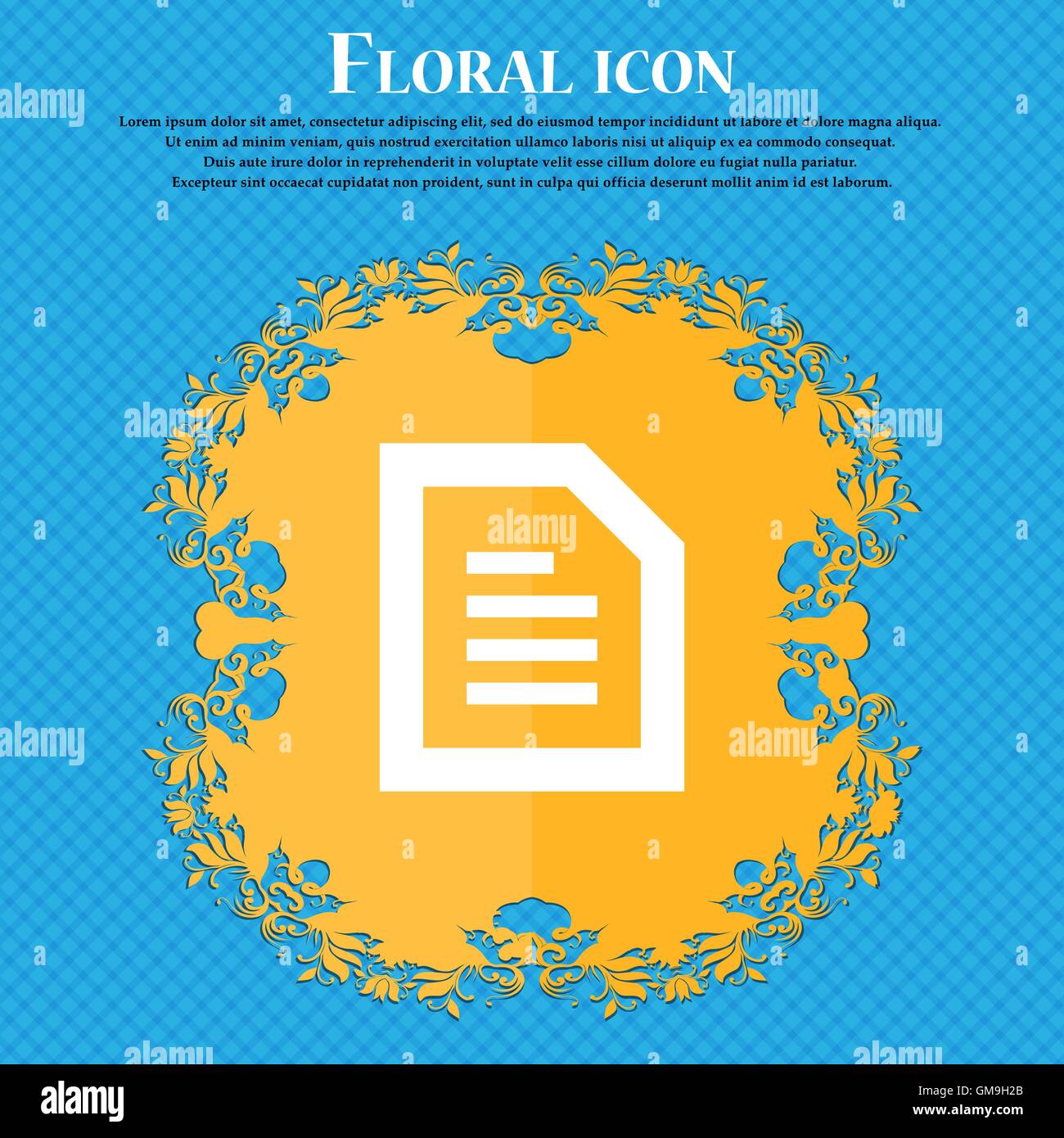 Text File document . Floral flat design on a blue abstract background ...
