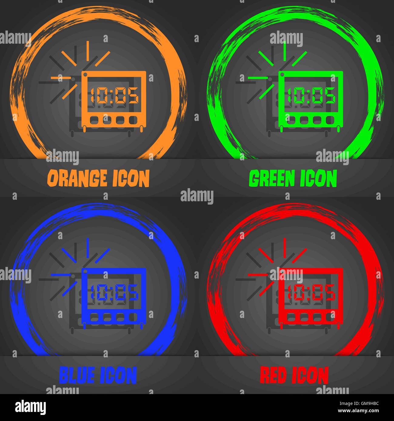 Alarm clock in green Stock Vector Images - Alamy