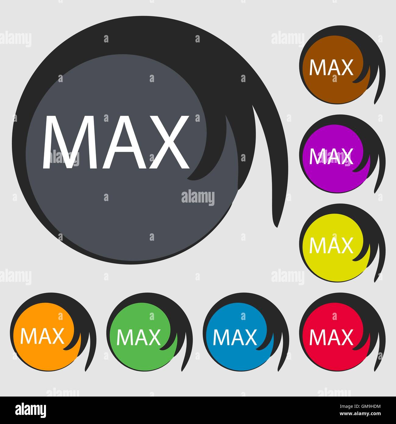 maximum sign icon. Symbols on eight colored buttons. Vector Stock ...