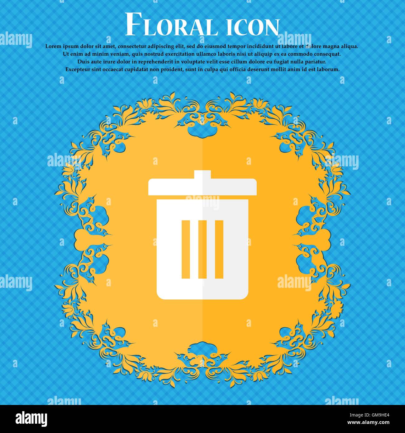 Recycle bin, Reuse or reduce . Floral flat design on a blue abstract ...