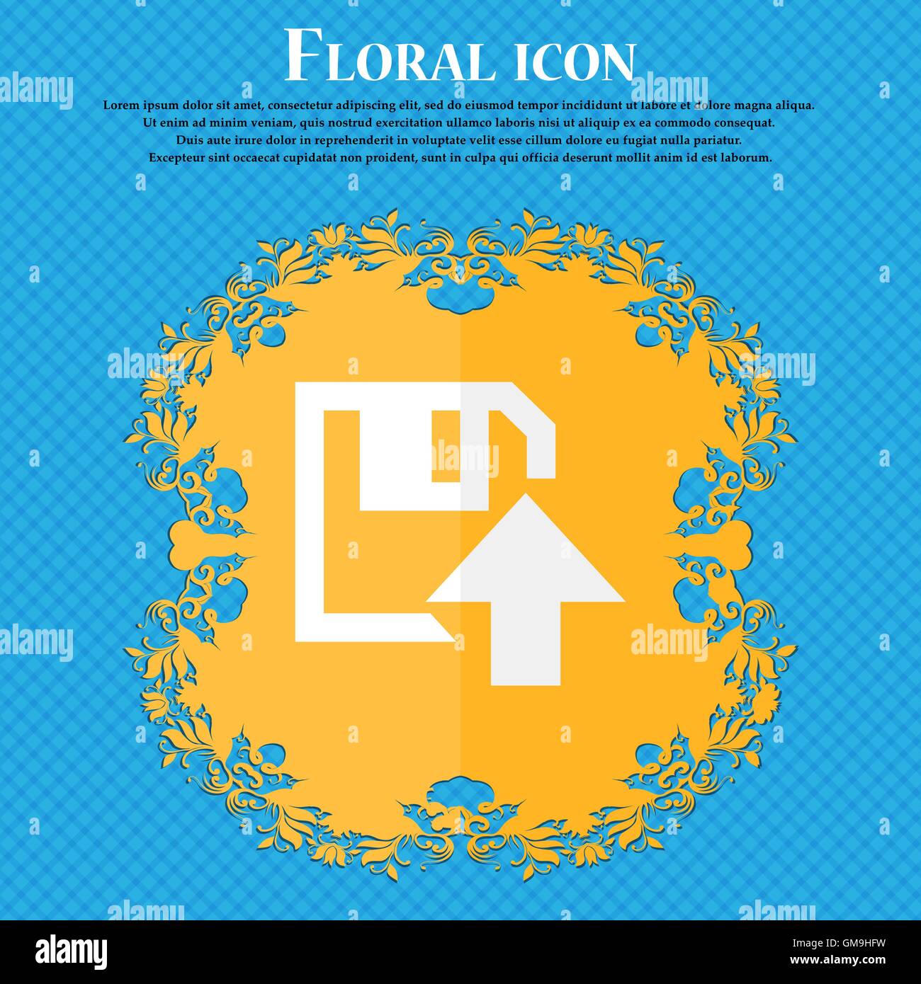 floppy icon. Flat modern design. Floral flat design on a blue abstract ...