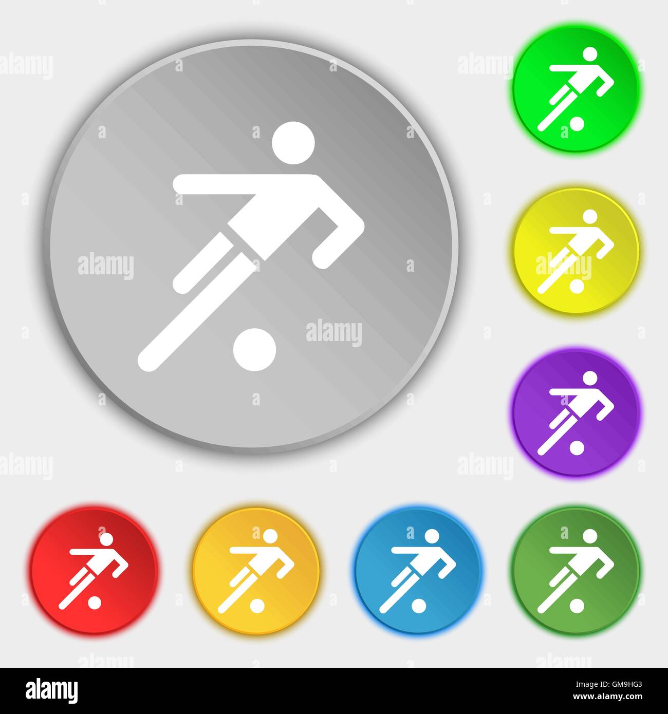 football player icon. Symbols on eight flat buttons. Vector Stock ...