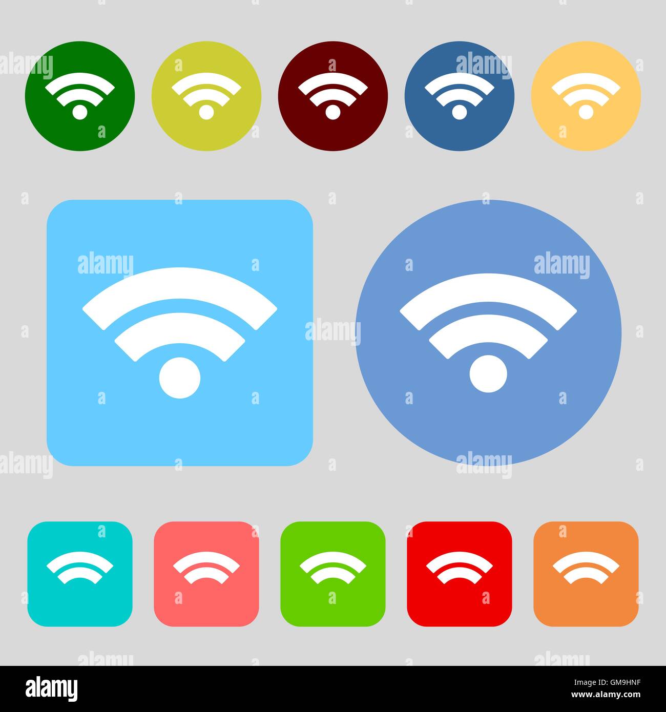 Wifi sign. Wi-fi symbol. Wireless Network icon. Wifi zone. 12 colored ...