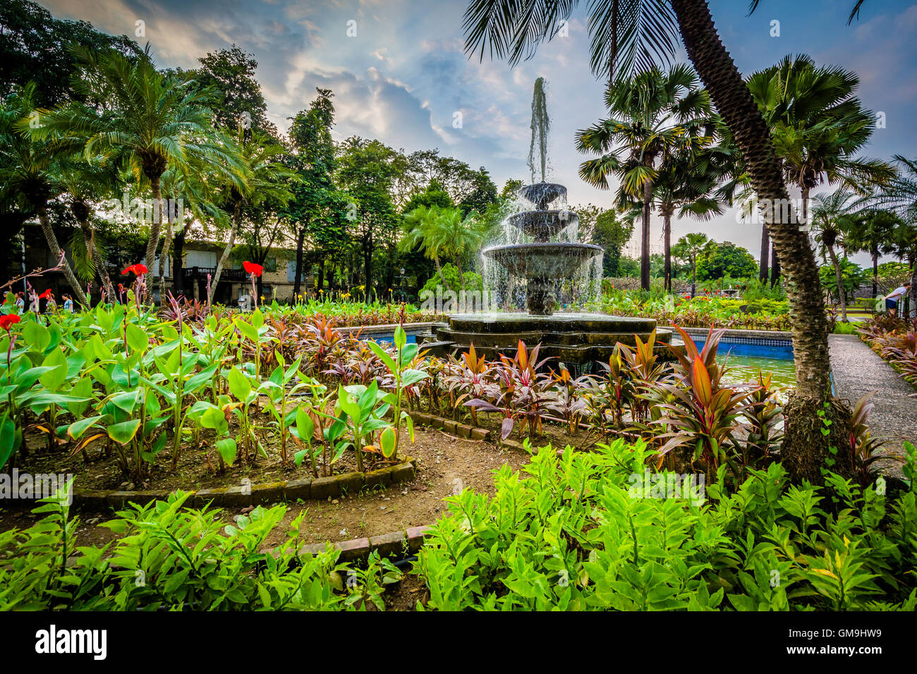 Garden and fountain at Fort Santiago, in Intramuros, Manila, The ...