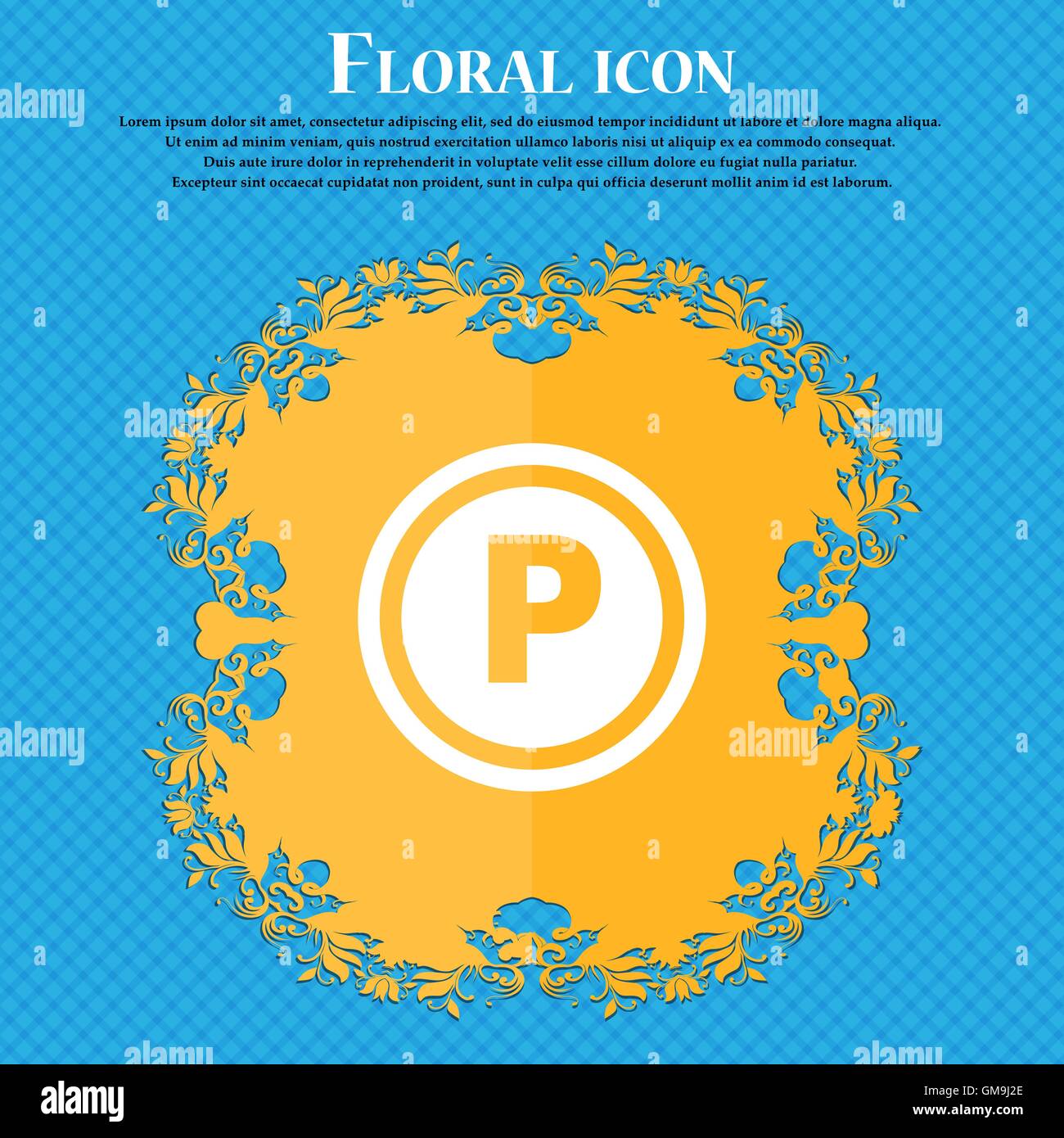 Car parking . Floral flat design on a blue abstract background with ...