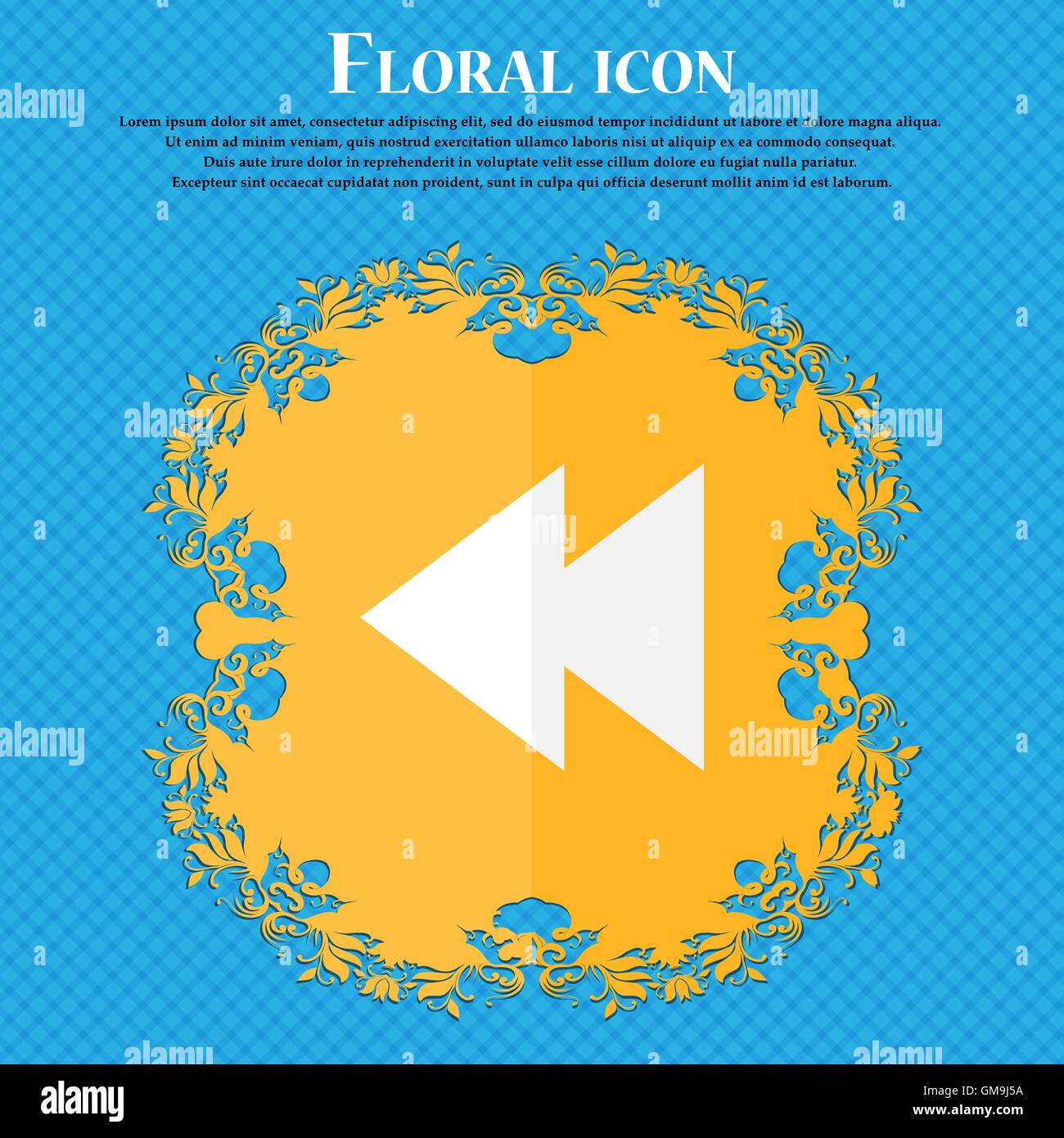multimedia sign icon. Player navigation symbol. Floral flat design on a ...