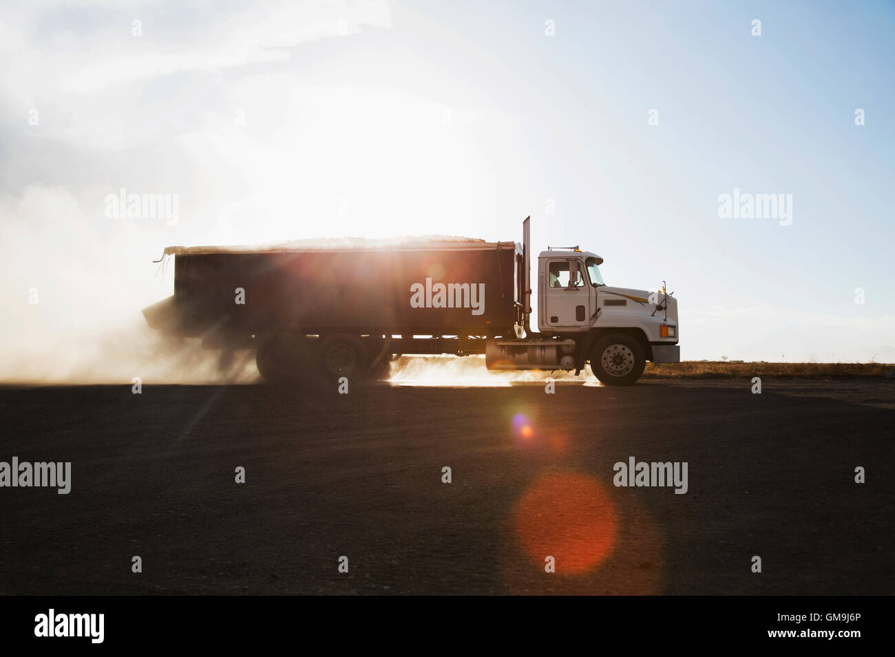 Truck at sunset Stock Photo - Alamy