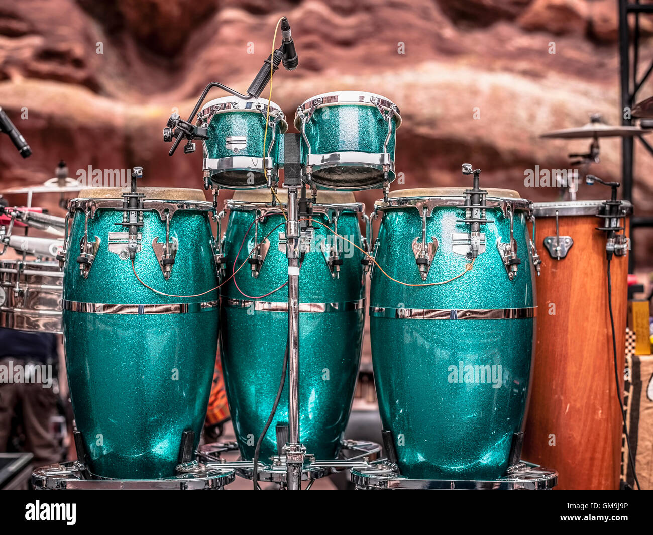Green drums on stage Stock Photo - Alamy