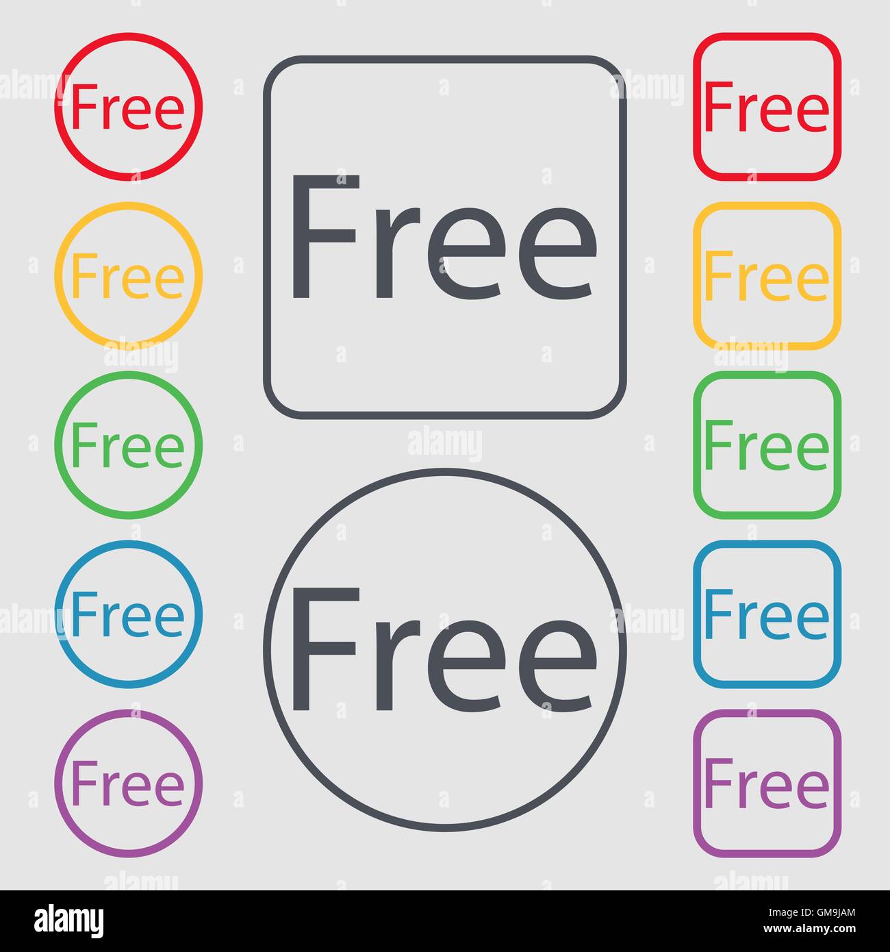 Free sign icon. Special offer symbol. Symbols on the Round and square ...