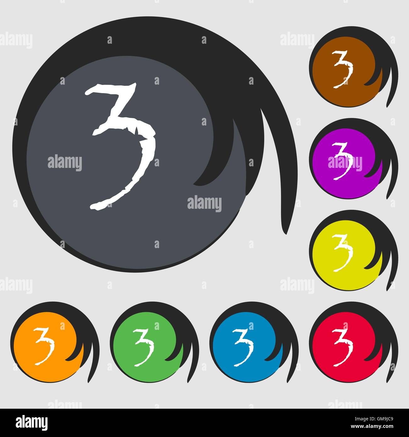 Third place award sign. Winner symbol. Step three. Symbols on eight ...