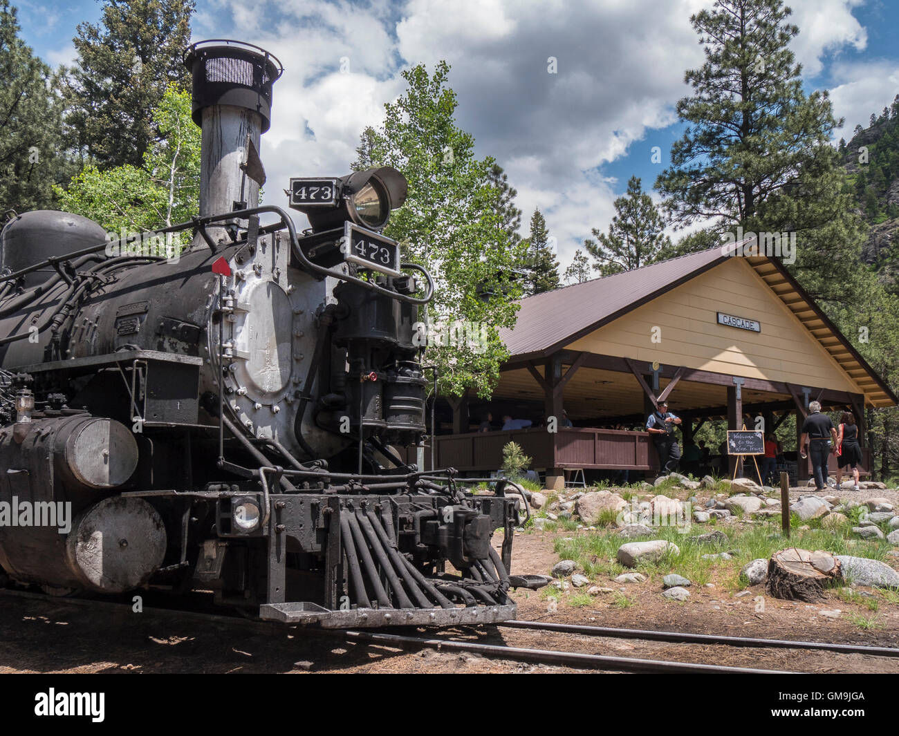 Durango & Silverton Narrow Gauge locomotive 473 at Cascade Creek Wye ...