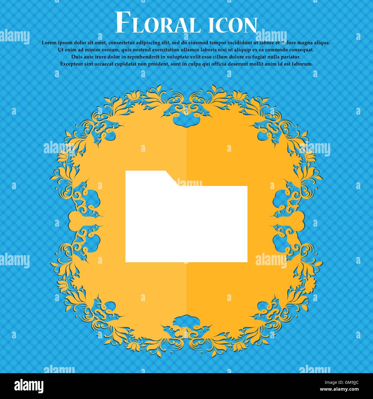 Document folder . Floral flat design on a blue abstract background with ...