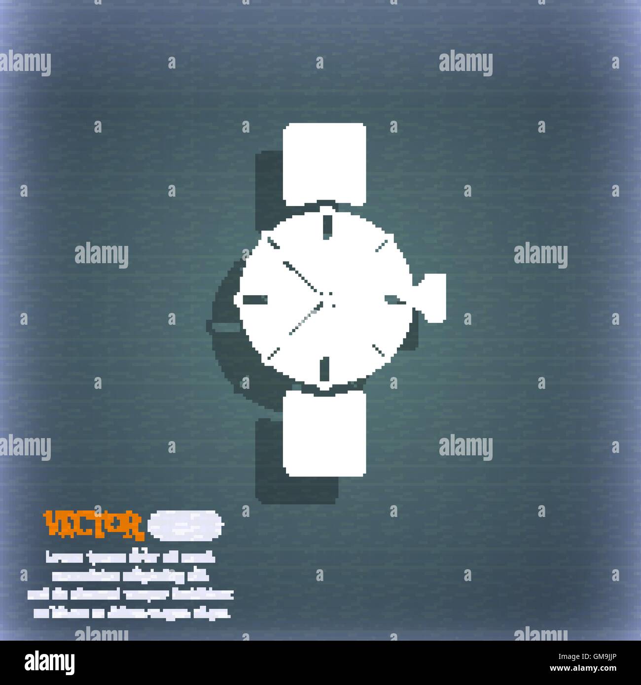 watches icon symbol . On the blue-green abstract background with shadow ...