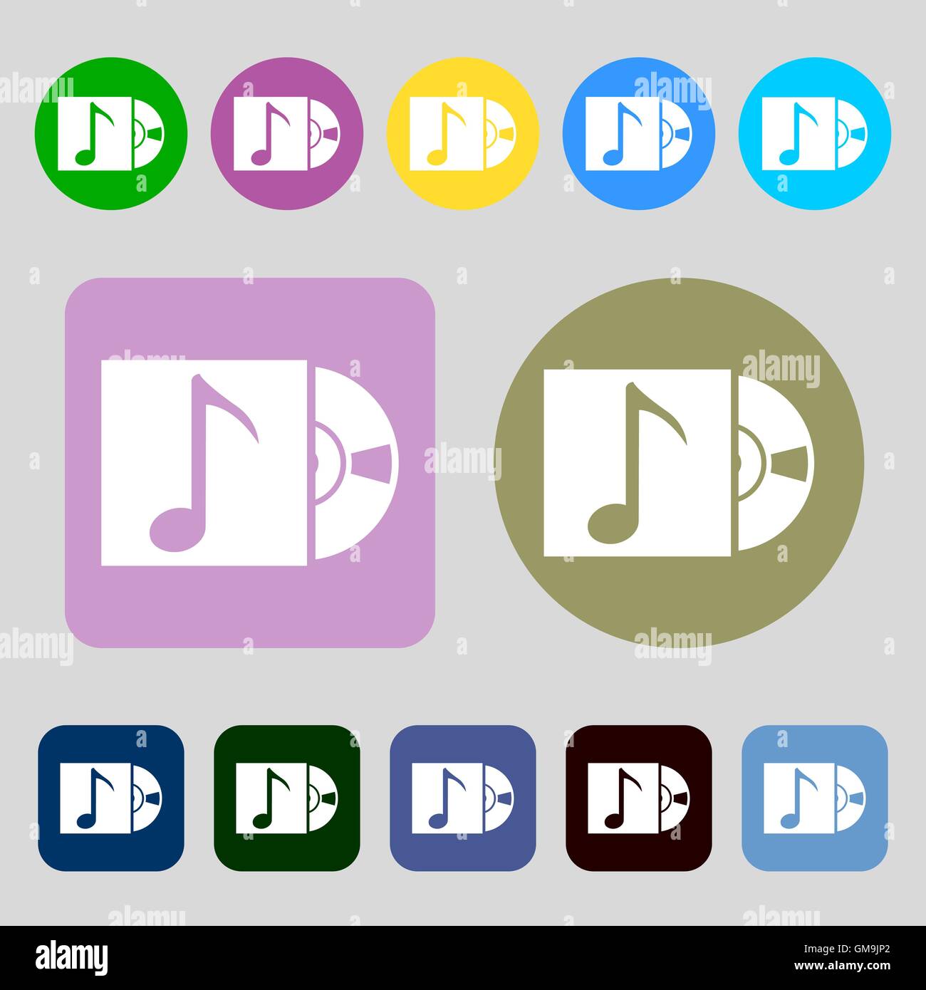 cd player icon sign. 12 colored buttons. Flat design. Vector Stock ...