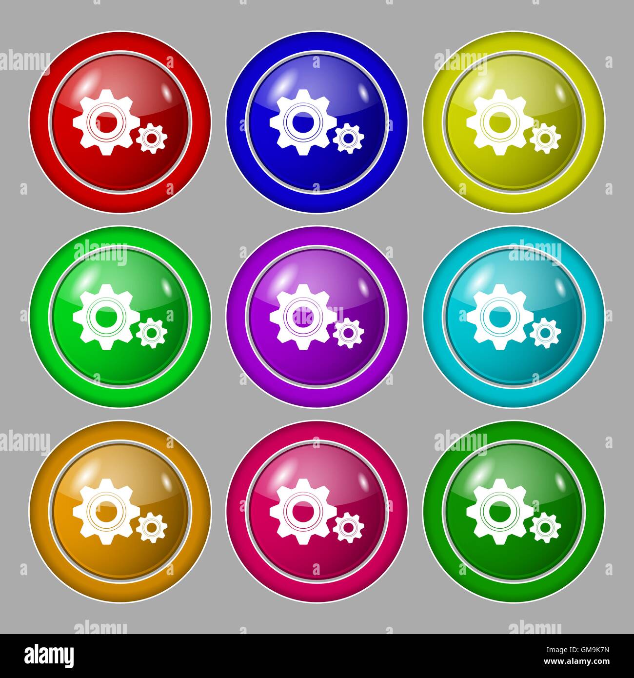 Cog settings sign icon. Cogwheel gear mechanism symbol. Symbol on nine ...
