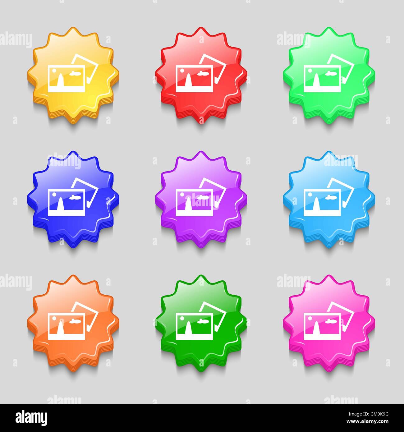 Copy File JPG sign icon. Download image file symbol. Symbols on nine ...