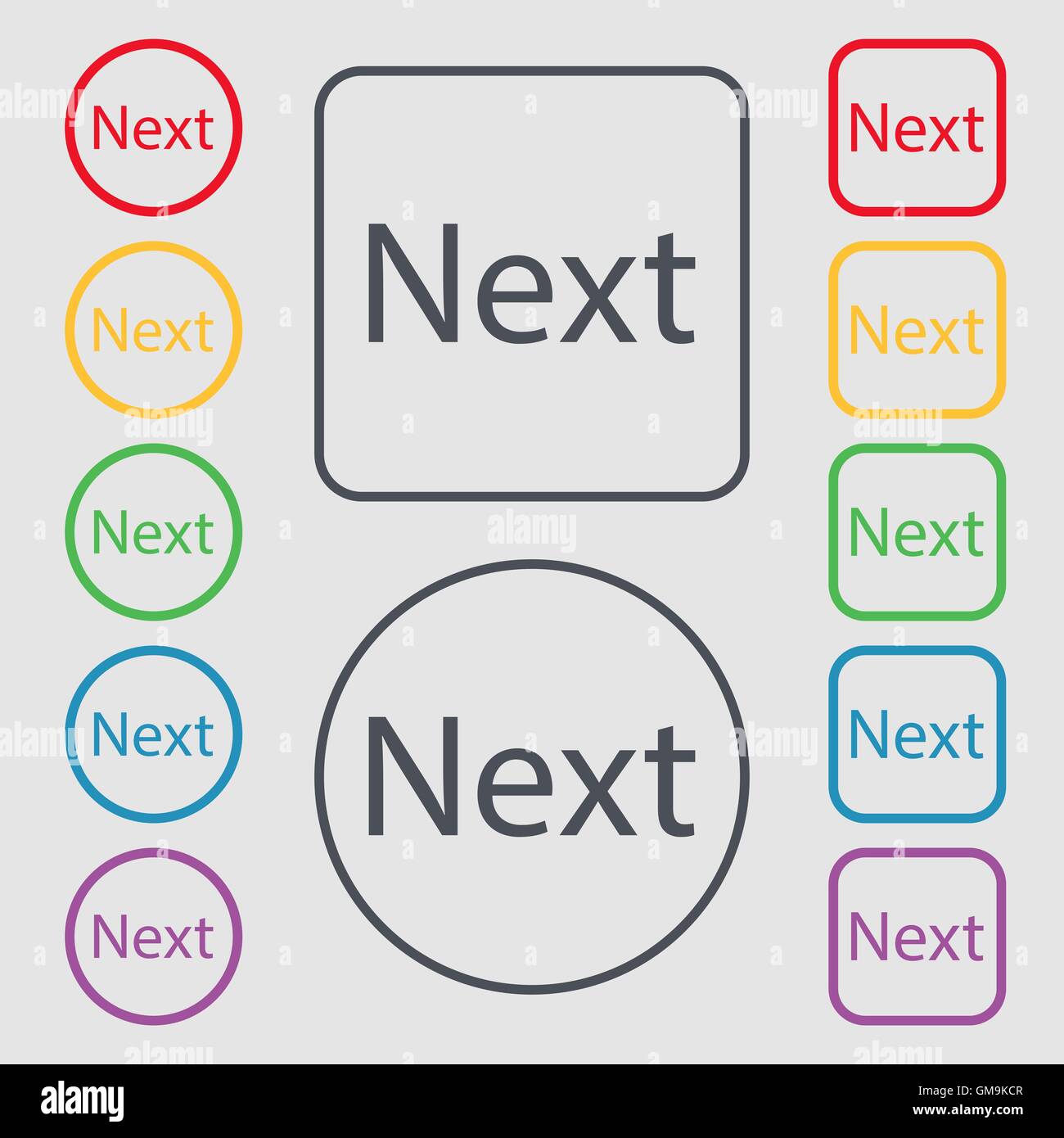 Next sign icon. Navigation symbol. Symbols on the Round and square ...