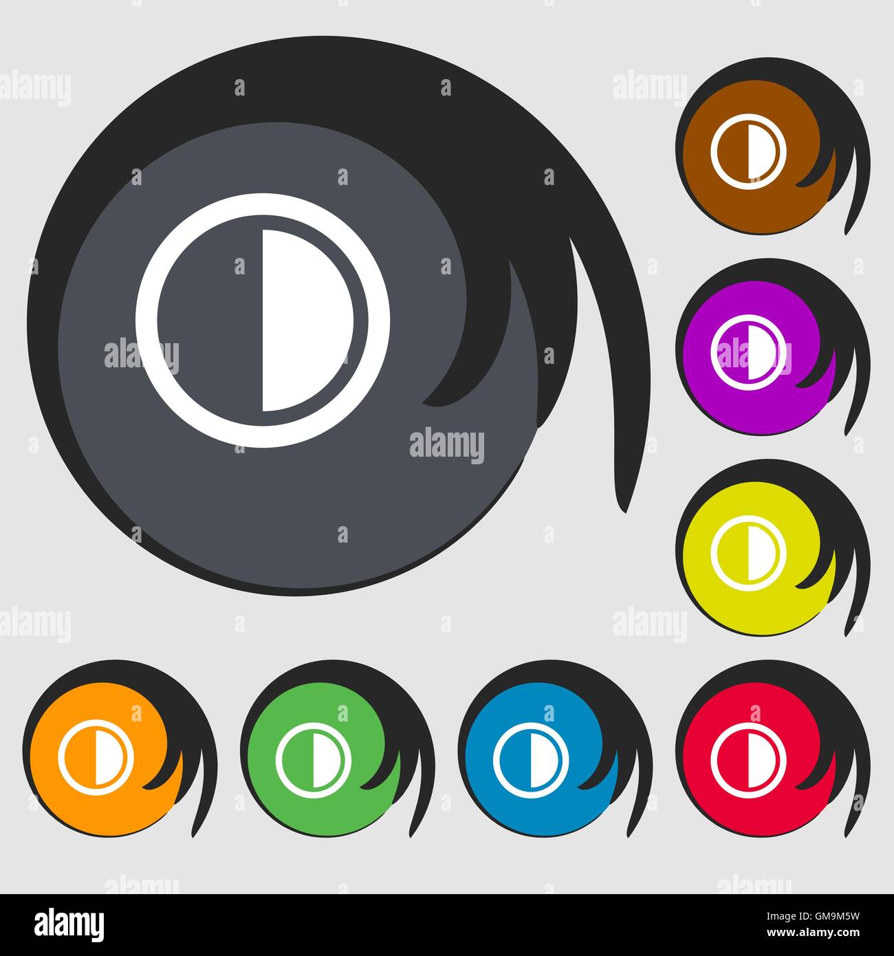 contrast icon sign. Symbols on eight colored buttons. Vector Stock ...