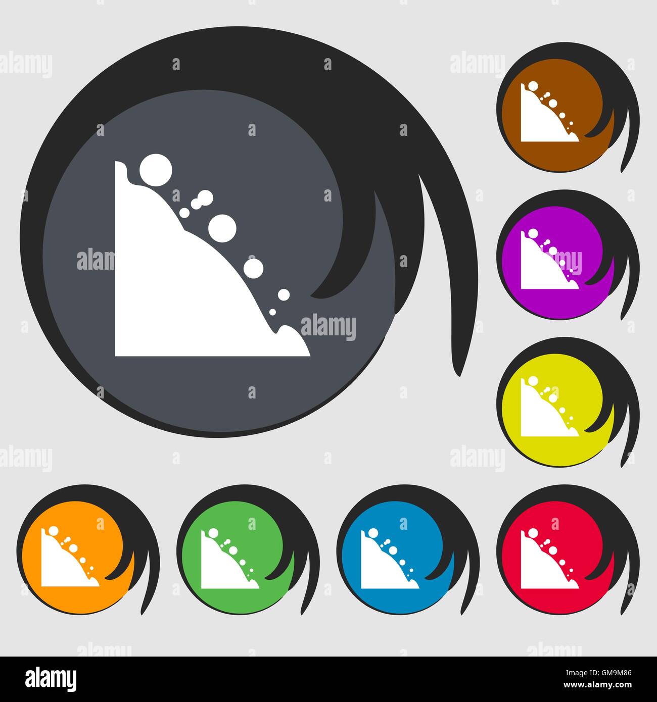 Rockfall icon. Symbols on eight colored buttons. Vector Stock Vector ...