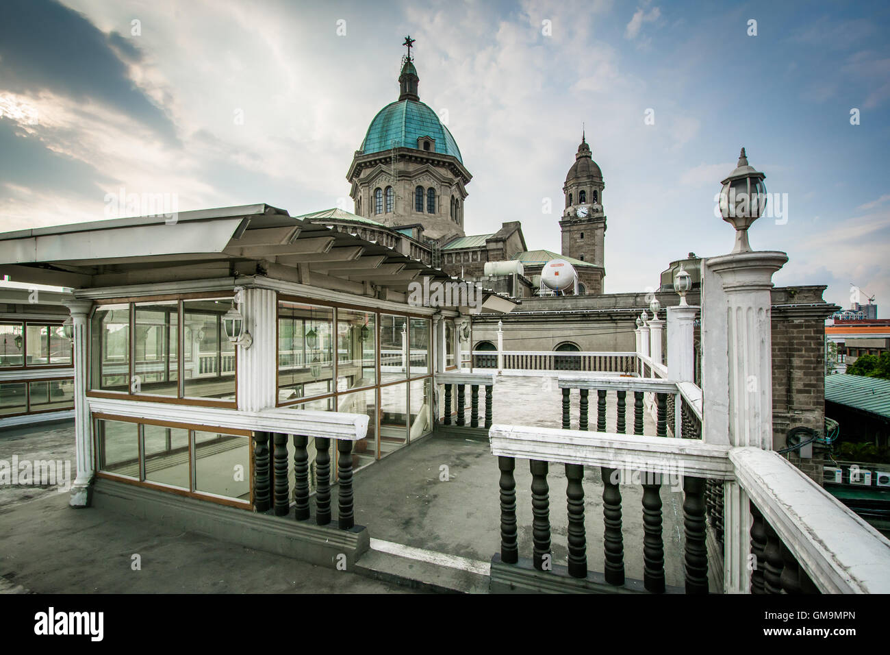 Rooftop and the Manila Cathedral, in Intramuros, Manila, The ...