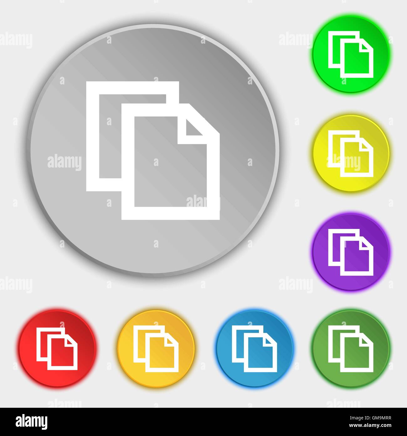 Edit document sign icon. content button.. Symbols on eight flat buttons ...