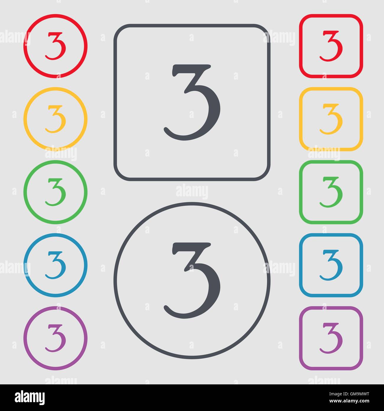 Third place award sign. Winner symbol. Step three. Symbols on the Round ...