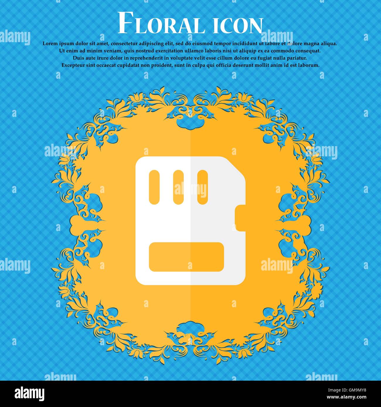 compact memory card . Floral flat design on a blue abstract background ...