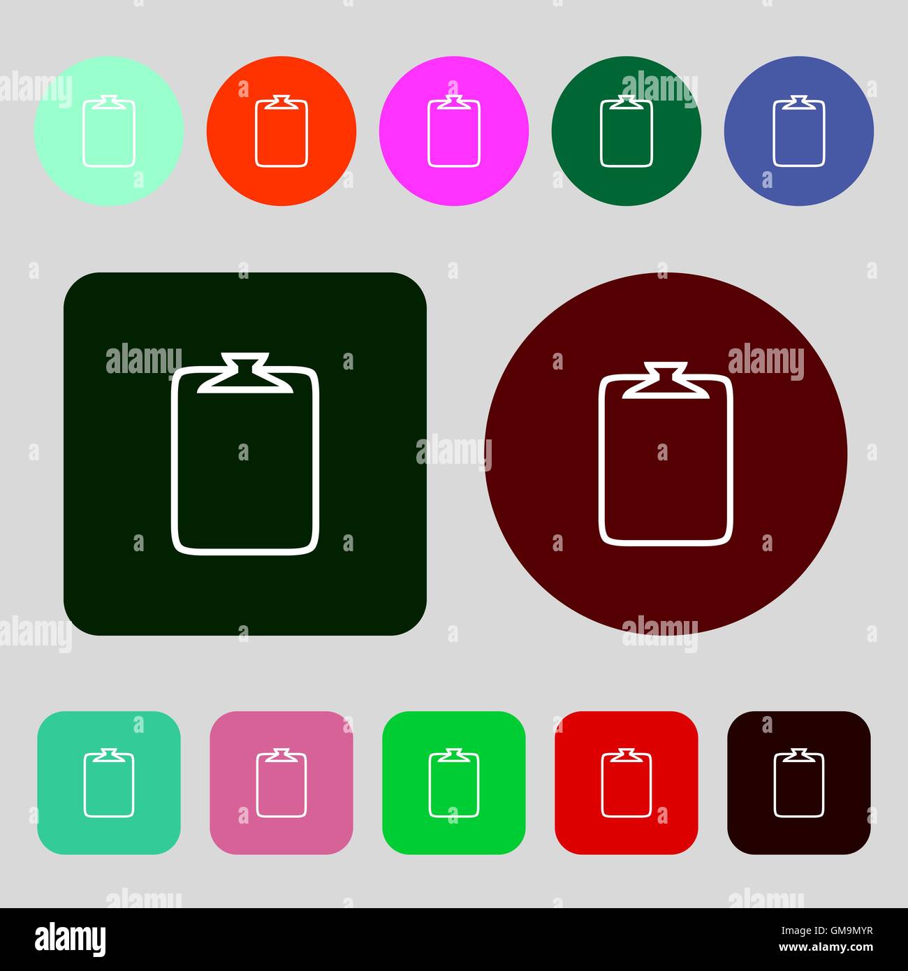 File annex icon. Paper clip symbol. Attach sign. 12 colored buttons ...