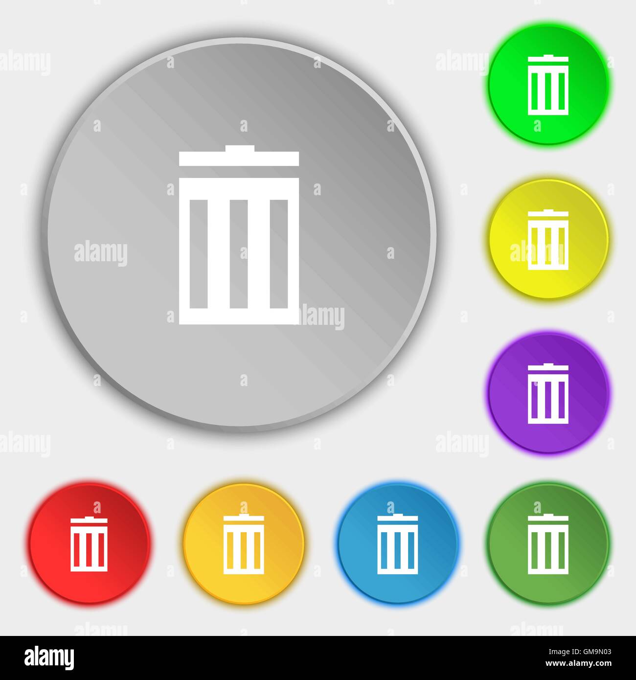 Recycle bin sign icon. Symbol. Symbols on eight flat buttons. Vector ...
