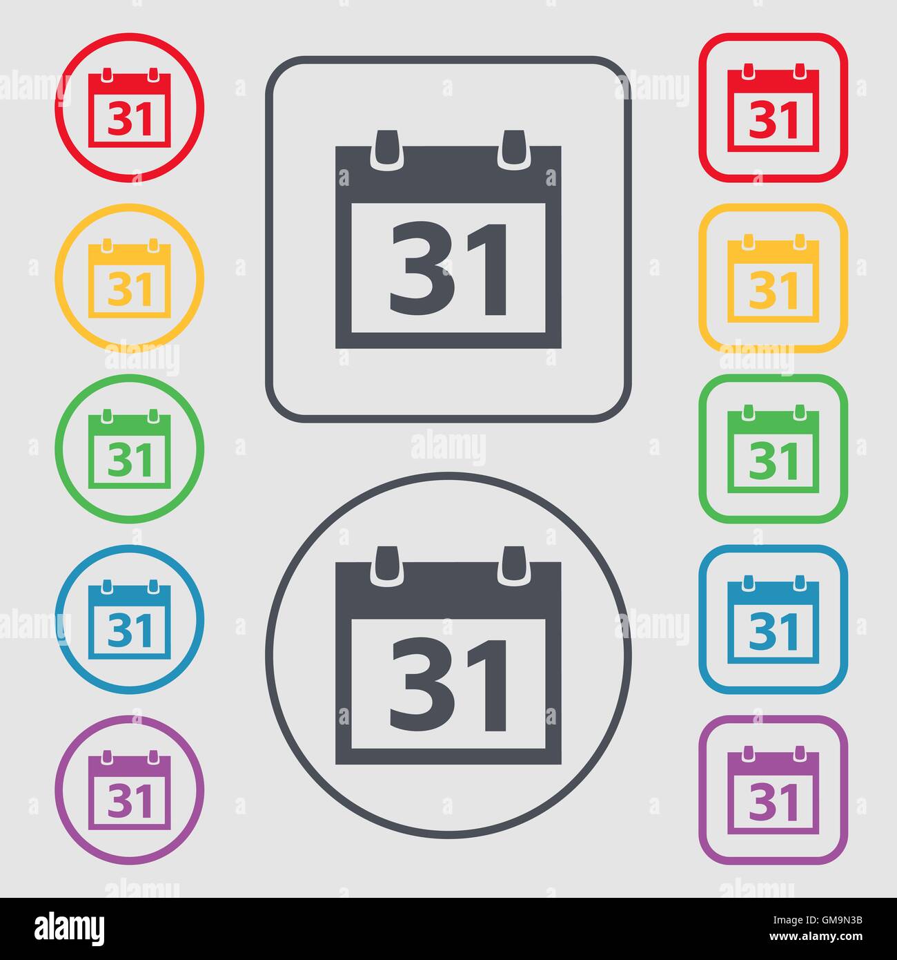 Calendar sign icon. 31 day month symbol. Date button. Symbols on the ...
