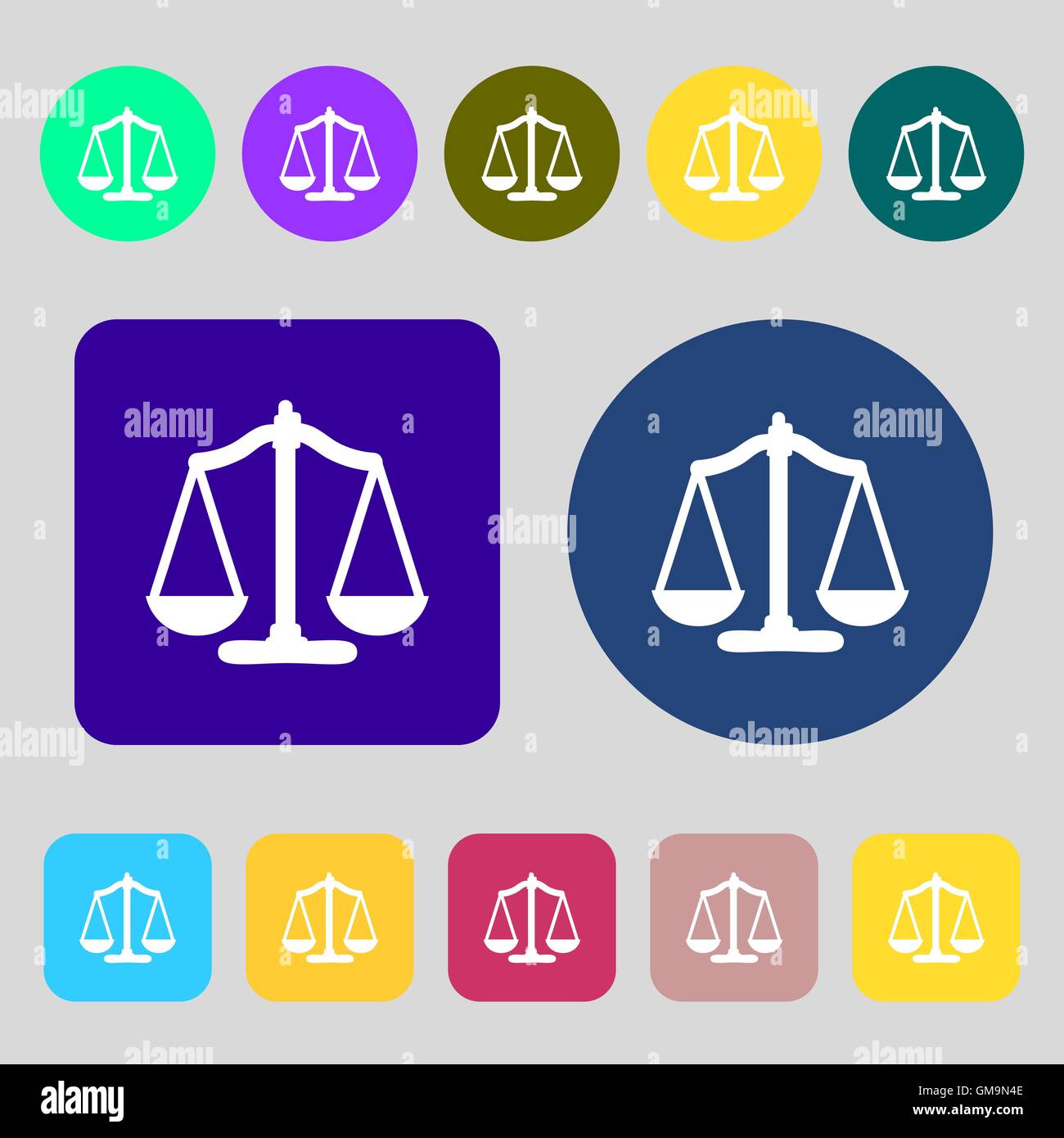 Scales balance. 12 colored buttons. Flat design. Vector Stock Vector ...