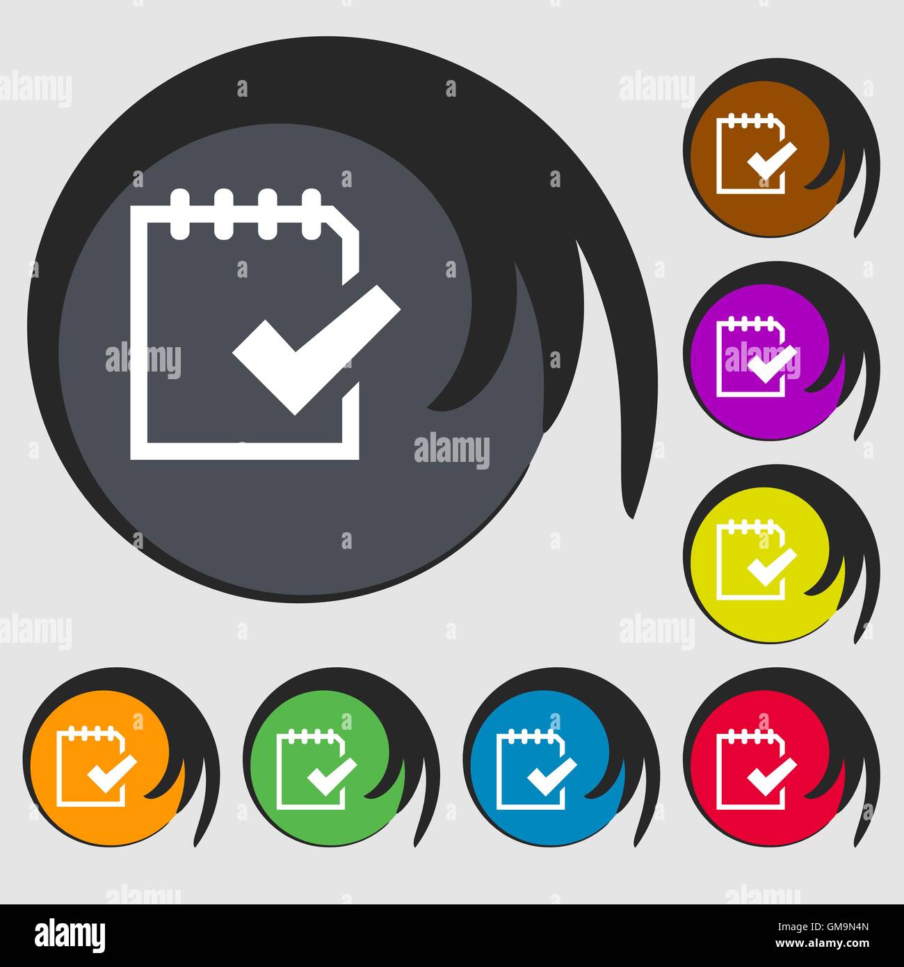 Edit document sign icon. Symbols on eight colored buttons. Vector Stock ...