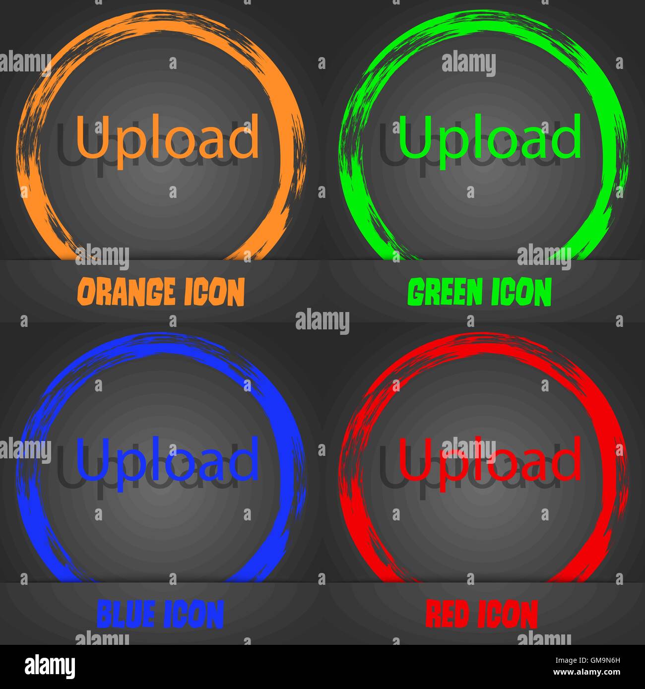 Upload sign icon. Load symbol. Fashionable modern style. In the orange ...