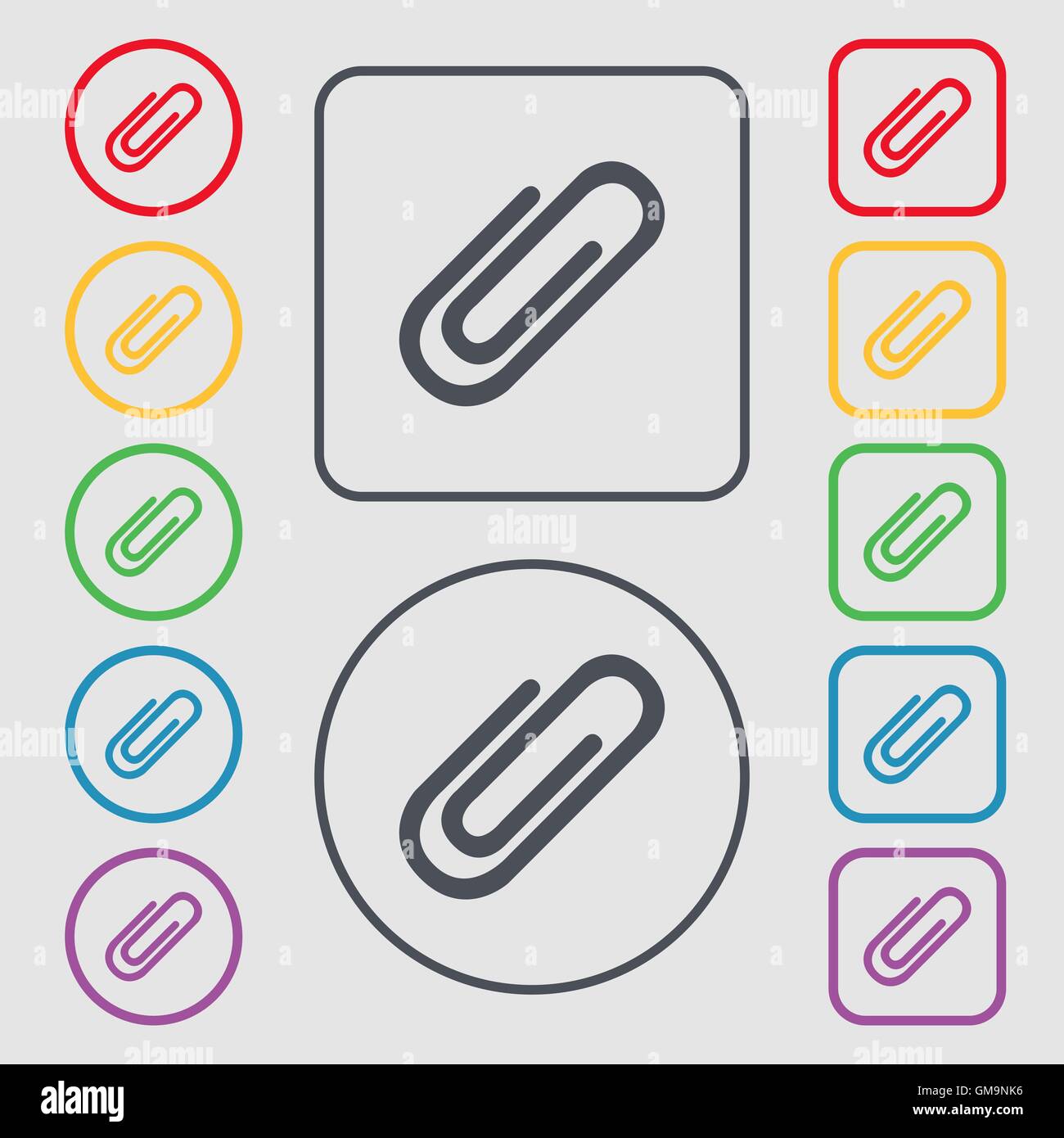 Paper clip sign icon. Clip symbol. Symbols on the Round and square ...