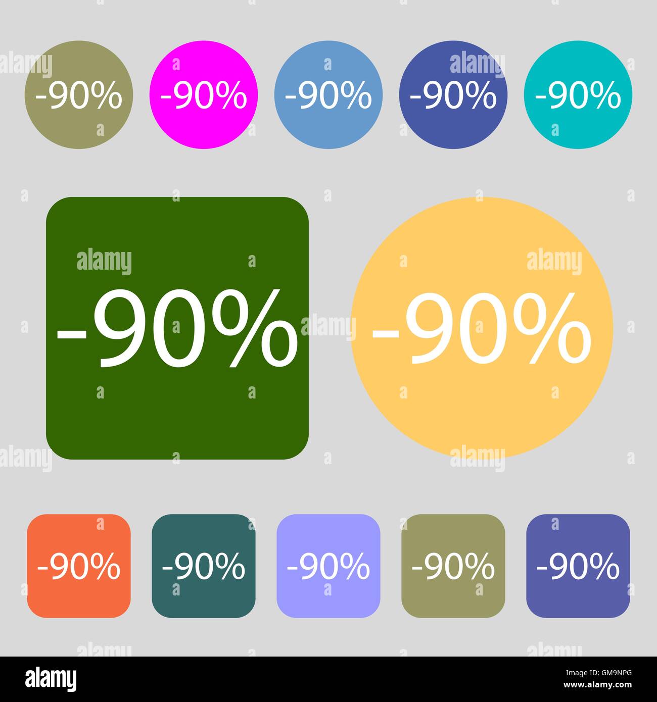 90 percent discount sign icon. Sale symbol. Special offer label. 12 ...