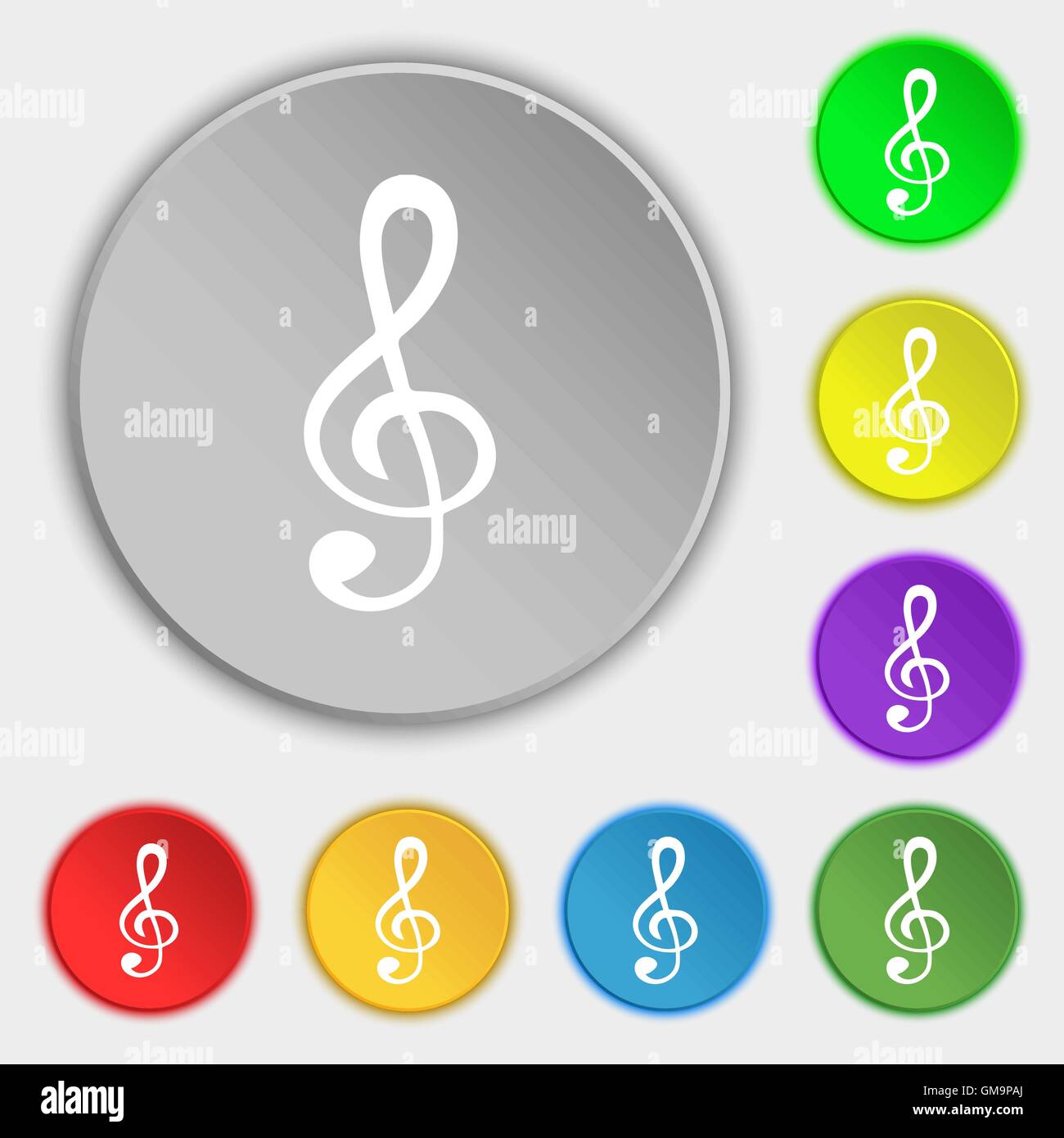 treble clef icon. Symbols on eight flat buttons. Vector Stock Vector ...