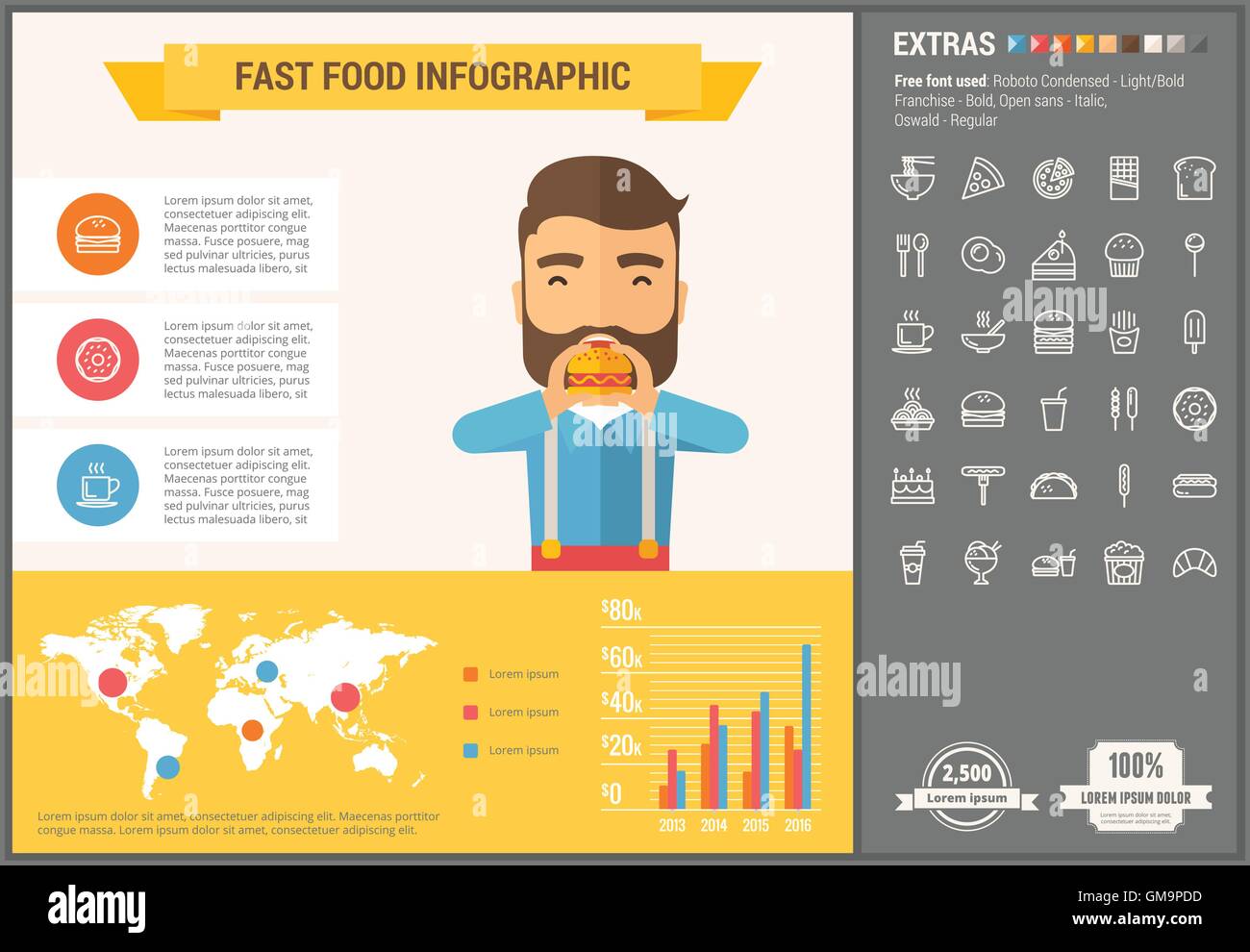 Fast food flat design Infographic Template Stock Vector Image & Art - Alamy