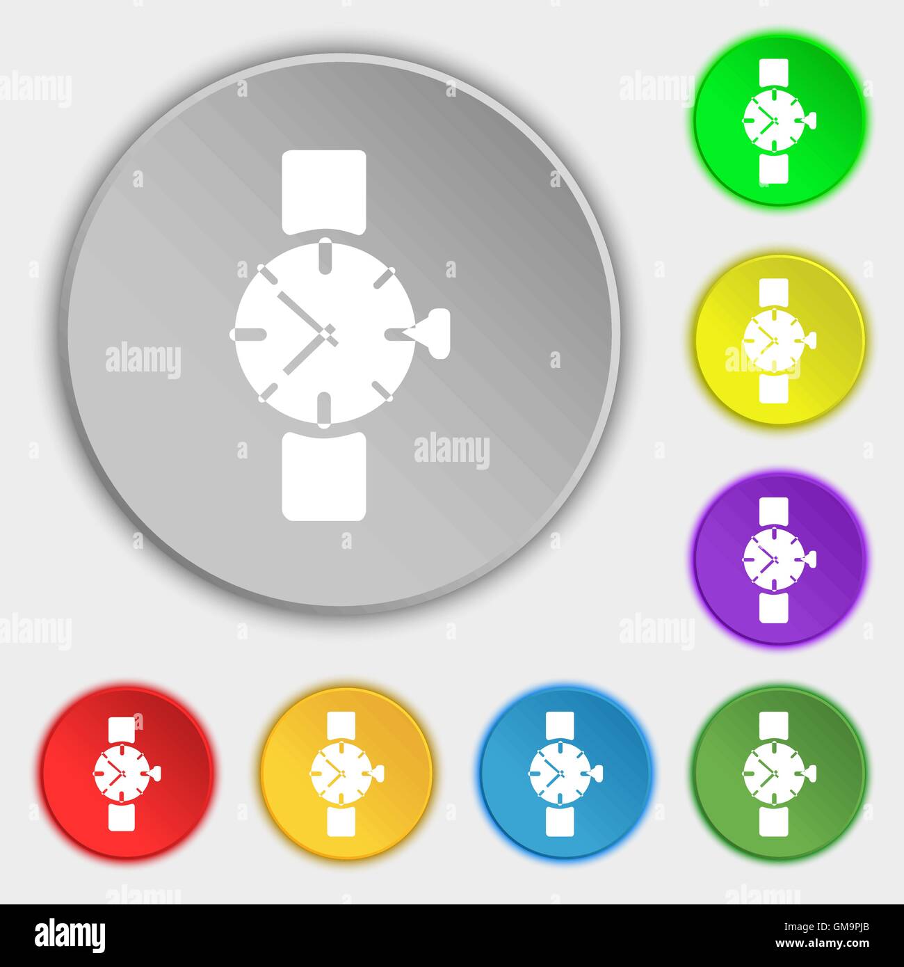 watches icon symbol . Symbols on eight flat buttons. Vector Stock Vector Image & Art - Alamy