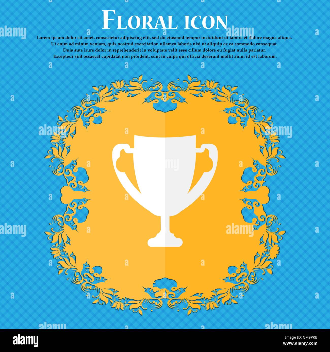 Winner cup sign icon. Awarding of winners symbol. Trophy. Floral flat ...
