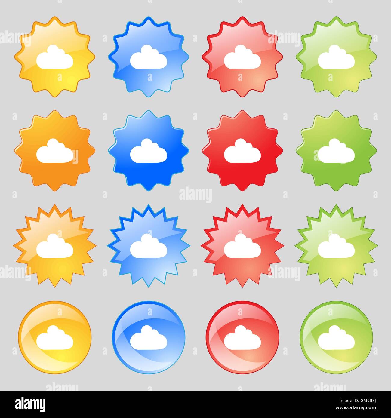Cloud sign icon. Data storage symbol. Big set of 16 colorful modern ...