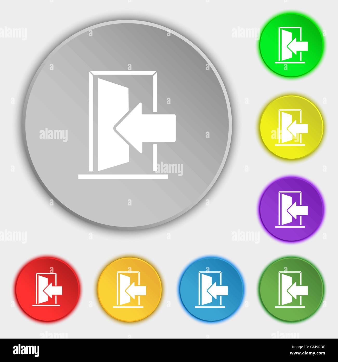 Door, Enter or exit icon sign. Symbols on eight flat buttons. Vector ...