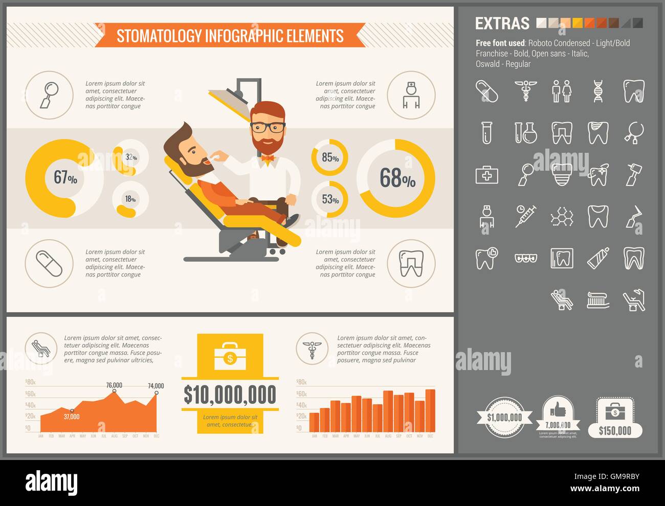 Stomatology flat design Infographic Template Stock Vector Image & Art ...