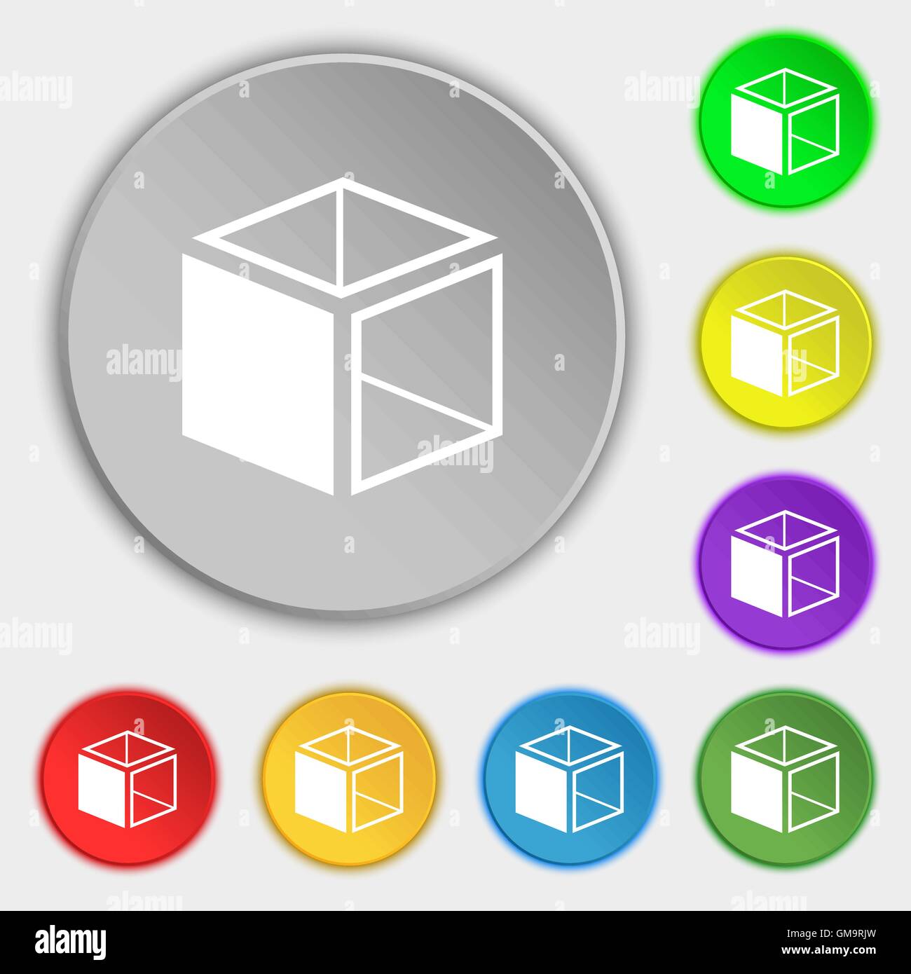 3d cube icon sign. Symbols on eight flat buttons. Vector Stock Vector ...