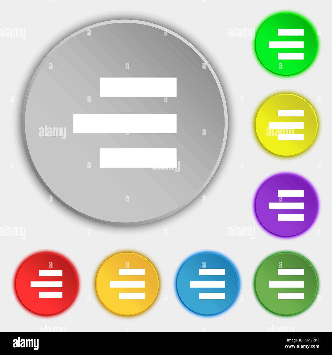 Right-aligned icon sign. Symbols on eight flat buttons. Vector Stock ...