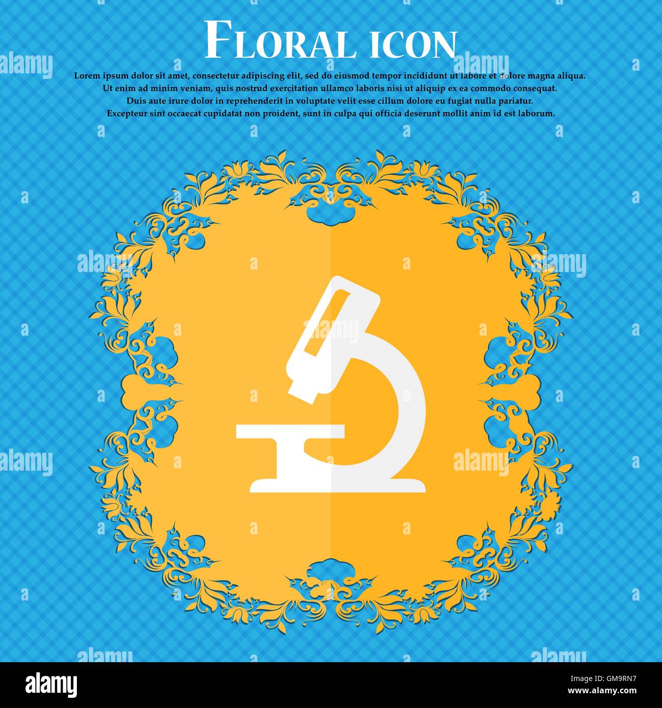 microscope . Floral flat design on a blue abstract background with ...