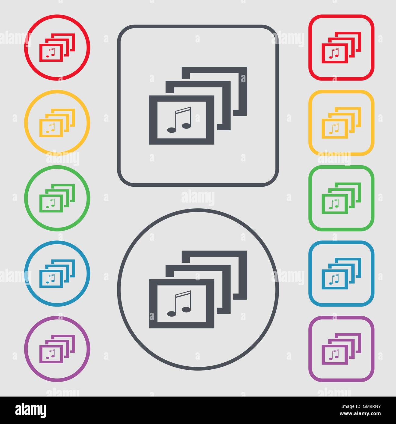 Mp3 music format sign icon. Musical symbol. Symbols on the Round and ...