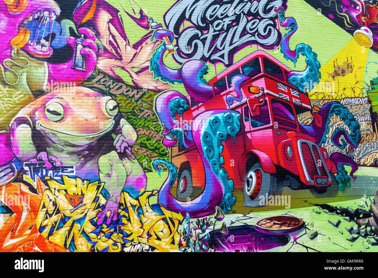 mural art on a wall in the city of London, UK Stock Photo - Alamy