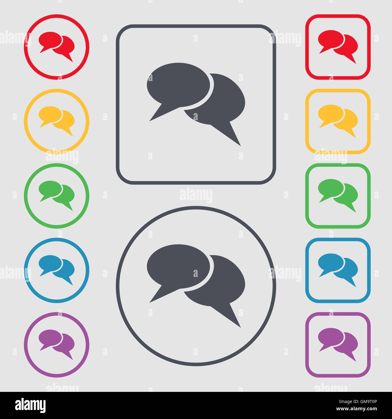 Speech bubble icons. Think cloud symbols. Symbols on the Round and ...