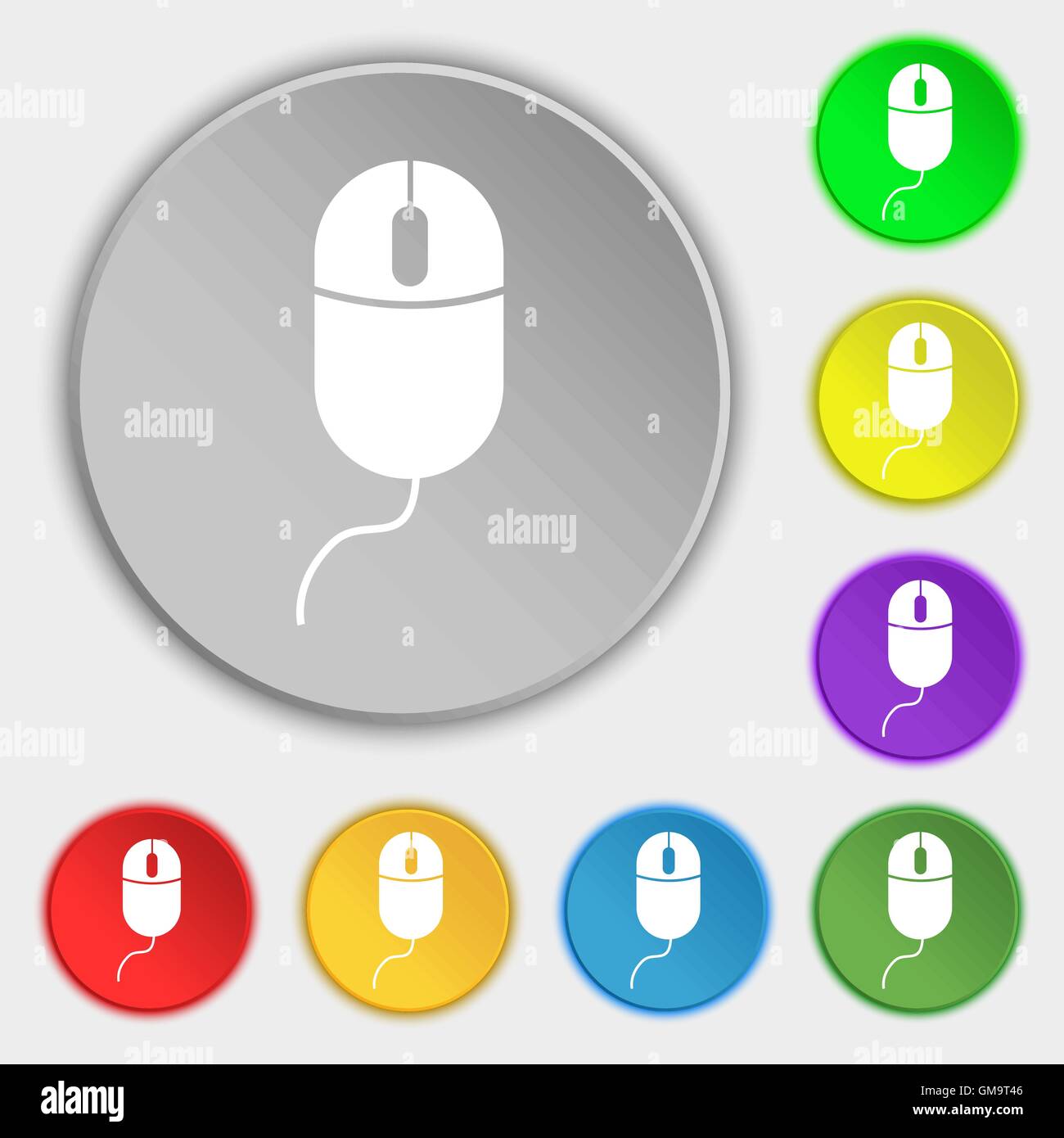 Computer mouse sign icon. Optical with wheel symbol. Symbols on eight ...